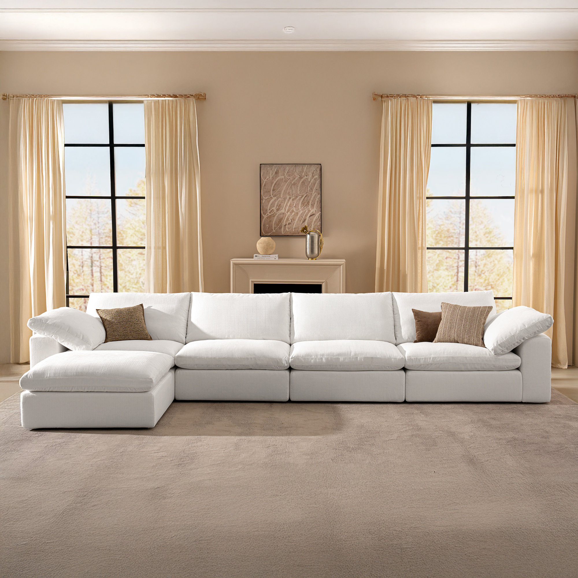 Latitude Run® 141.7" Cloud Couch Sectional Sofa,Oversized Wide&Deep Seat Sofas For Living Room ...